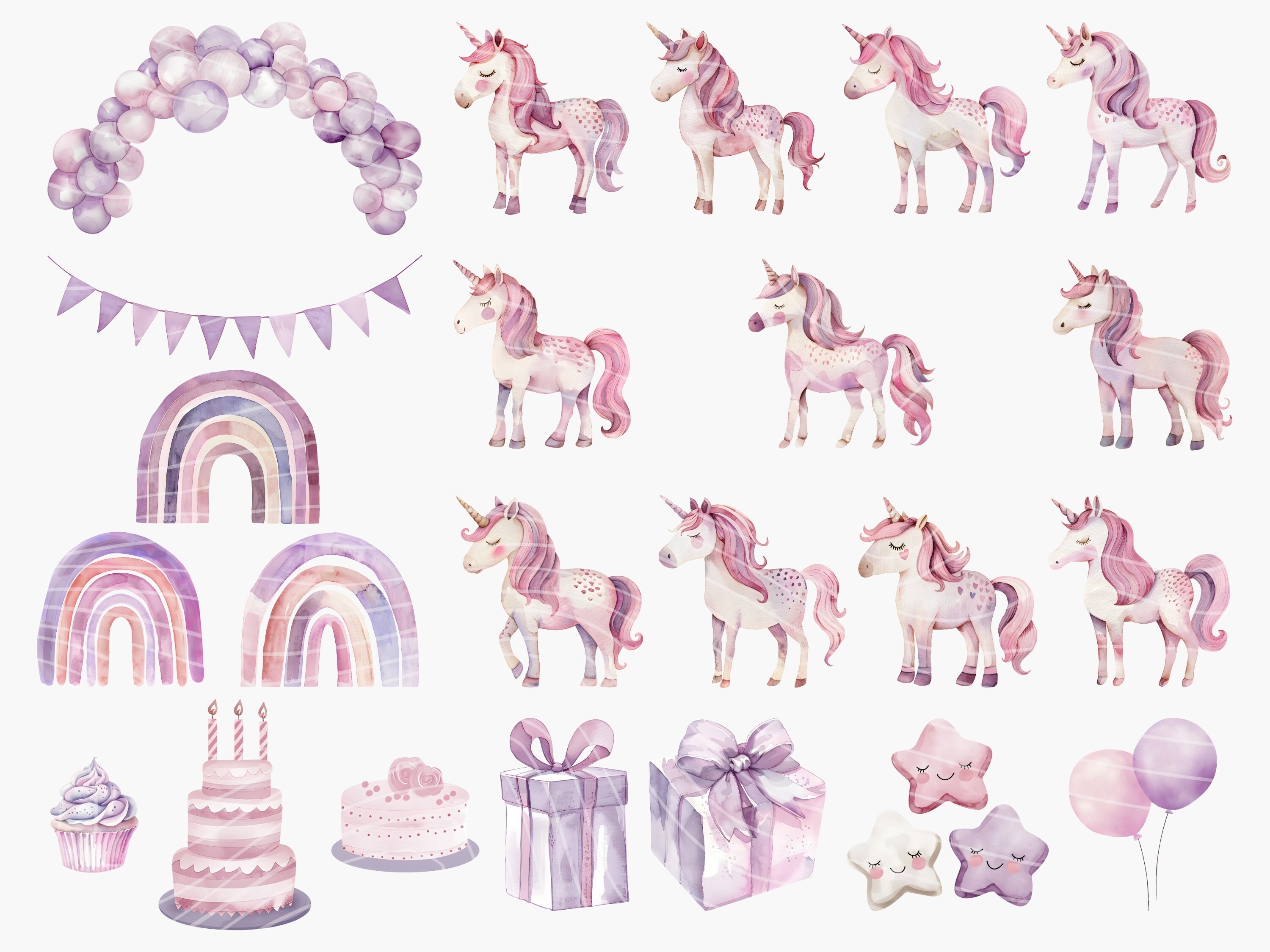 Unicorn Png, Unicorn Сlipart, Digital Download, Rainbow Clipart, Baby ...