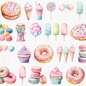Sweets Clipart, Fantasy Candies, Candy Shop Cliparts, Watercolor Sweets ...