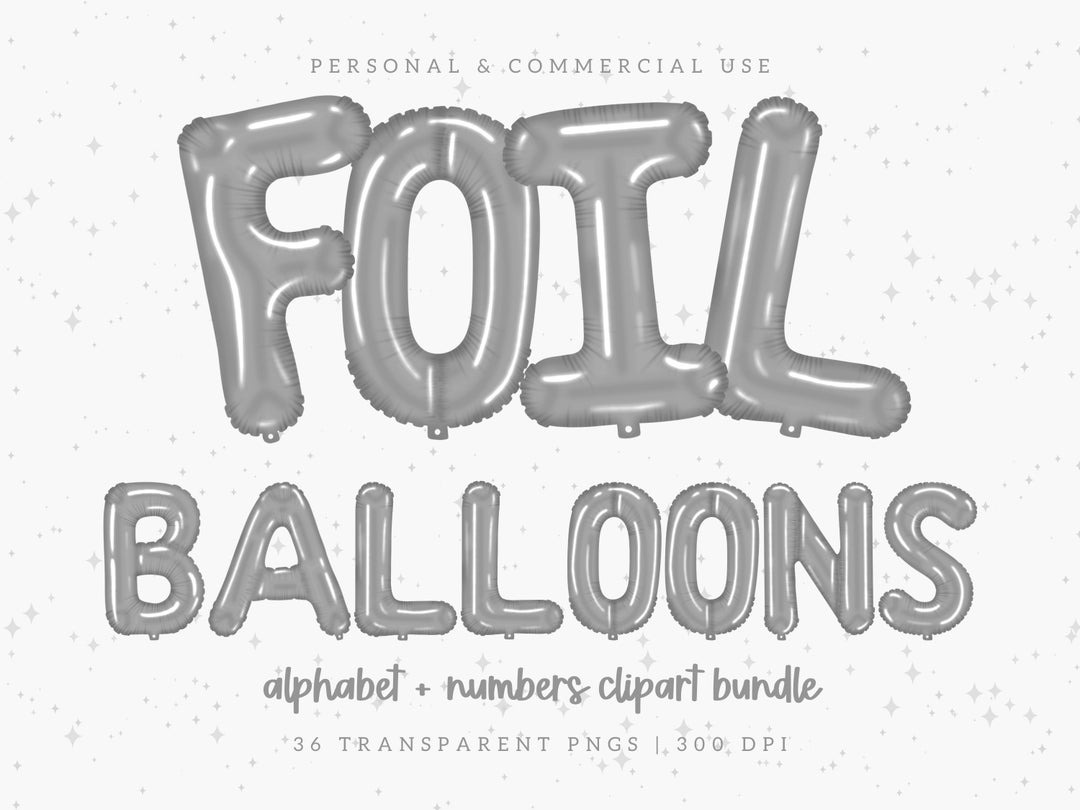 Silver Foil Balloons Clipart, Foil Balloon Png, Silver Foil Alphabet ...