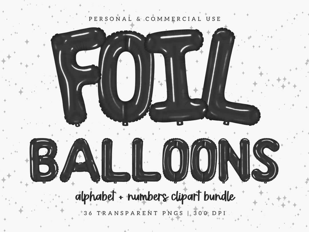 Black Foil Balloons Clipart, Black Foil Balloon Png, Black Foil ...