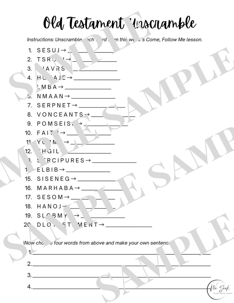 Come Follow Me 2026 Old Testament Week 1 Activity Packet | LDS Primary ...