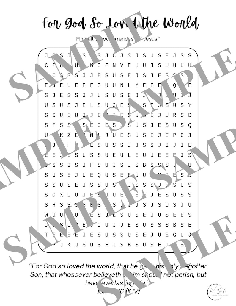 JESUS Word Search Puzzle – Bible Verse Christian Activity (digital ...