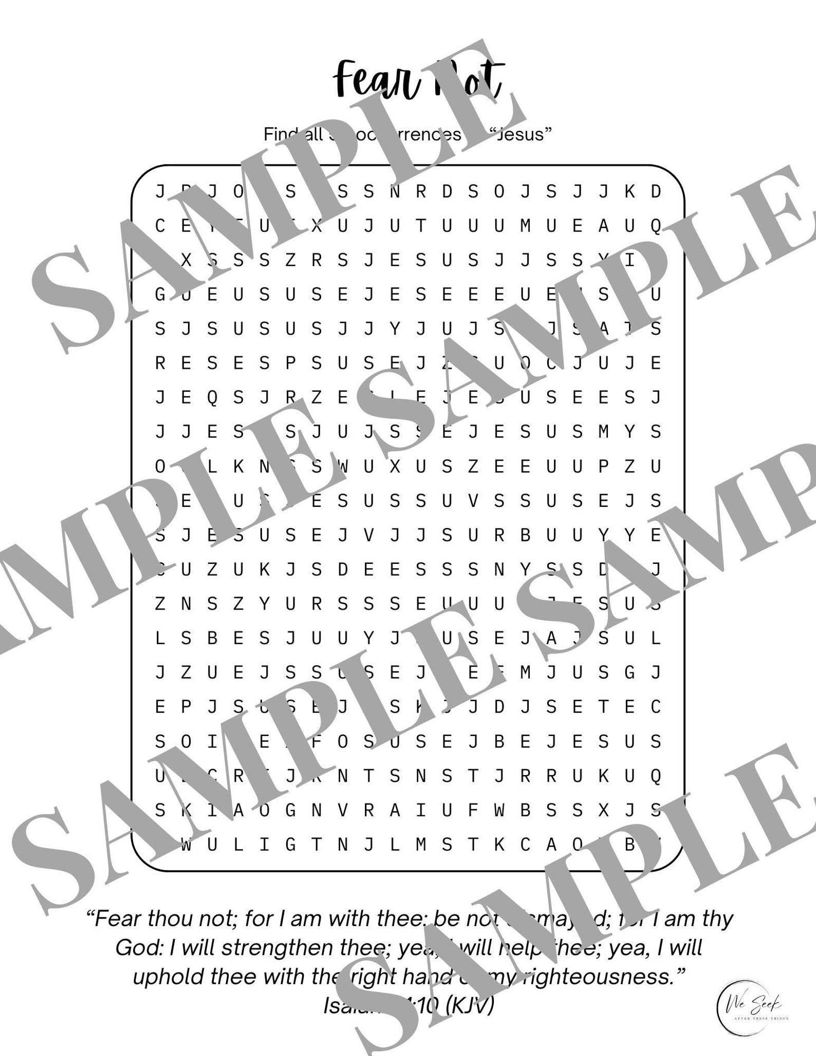 JESUS Word Search Puzzle – Bible Verse Christian Activity (digital ...