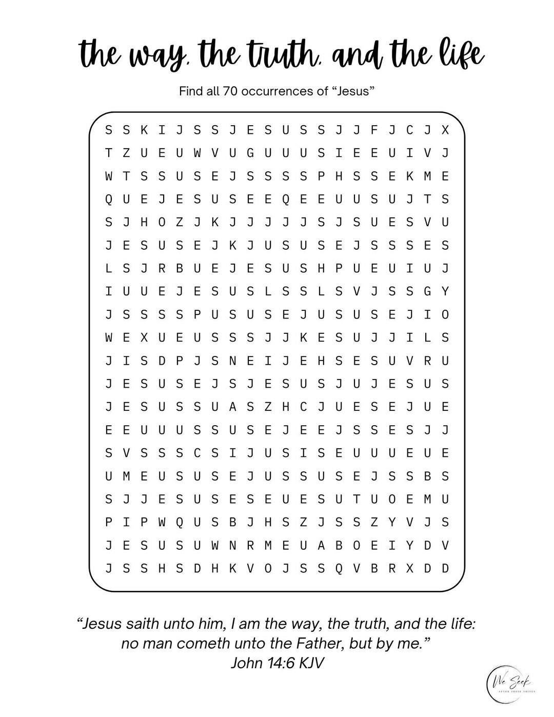 JESUS Word Search Puzzle – Bible Verse Christian Activity (digital ...