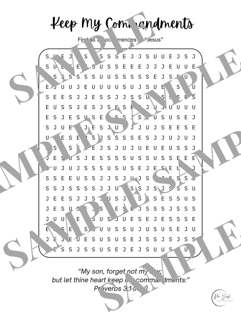 JESUS Word Search Puzzle – Bible Verse Christian Activity (digital ...