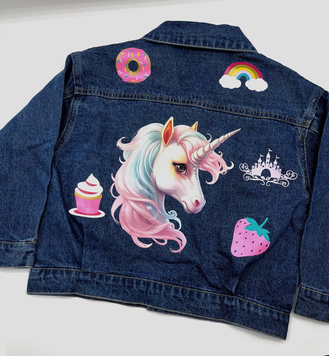 Personalized Unicorn Denim Jacket: Custom Kids Outerwear, Flower Girl ...