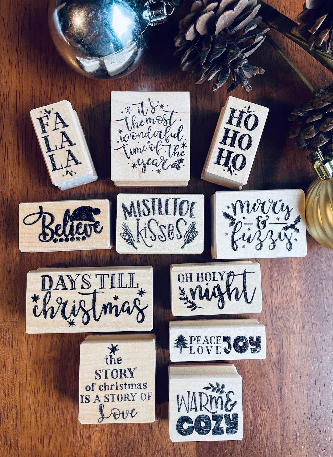 Christmas Rubber Stamp Set - Etsy