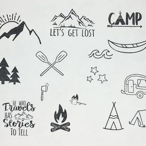 Camping Rubber Stamp Set - Etsy
