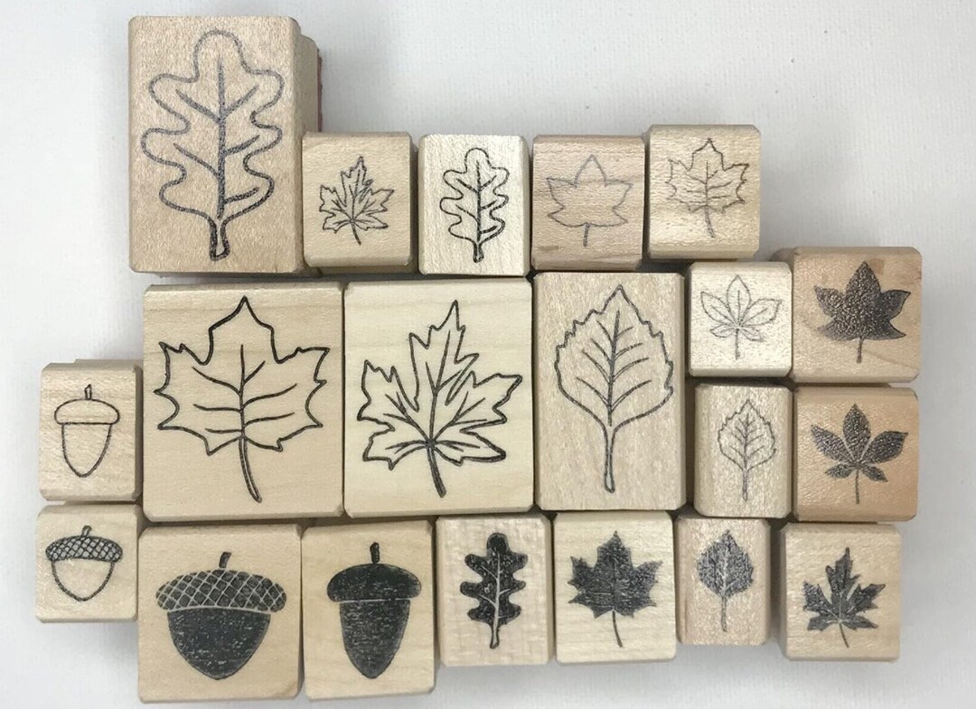 Leaf and Acorn Stamp Set - Etsy