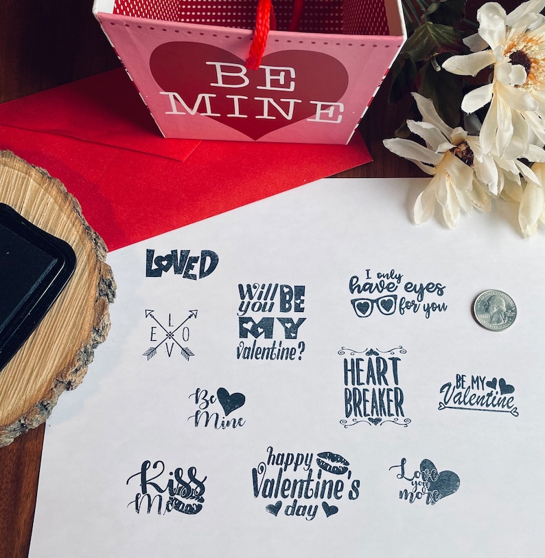 Valentine's Day Rubber Stamp Set - Etsy