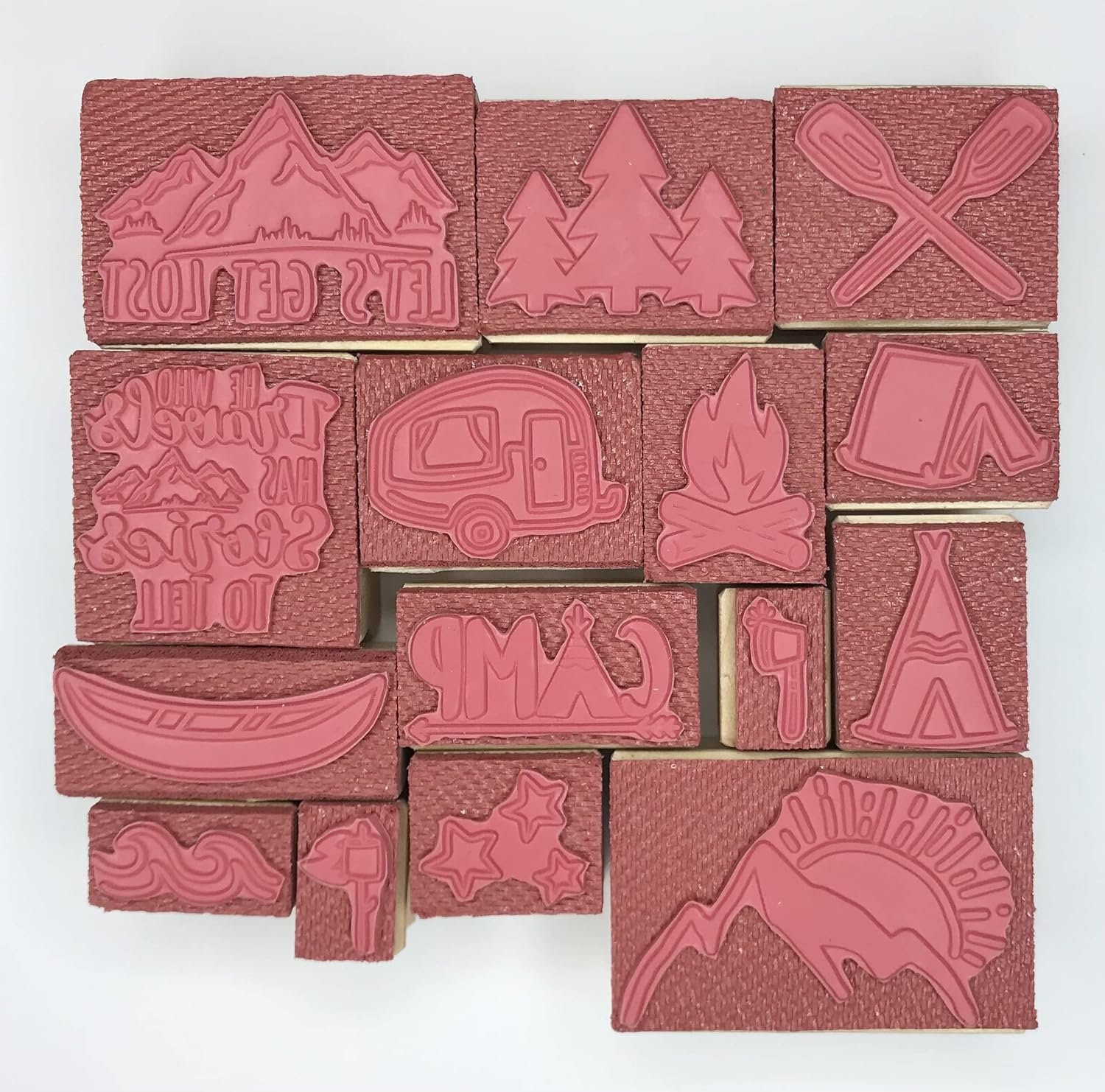 Camping Rubber Stamp Set - Etsy