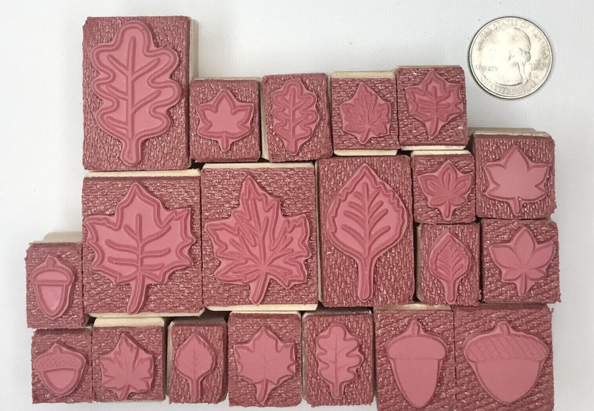 Leaf and Acorn Stamp Set - Etsy