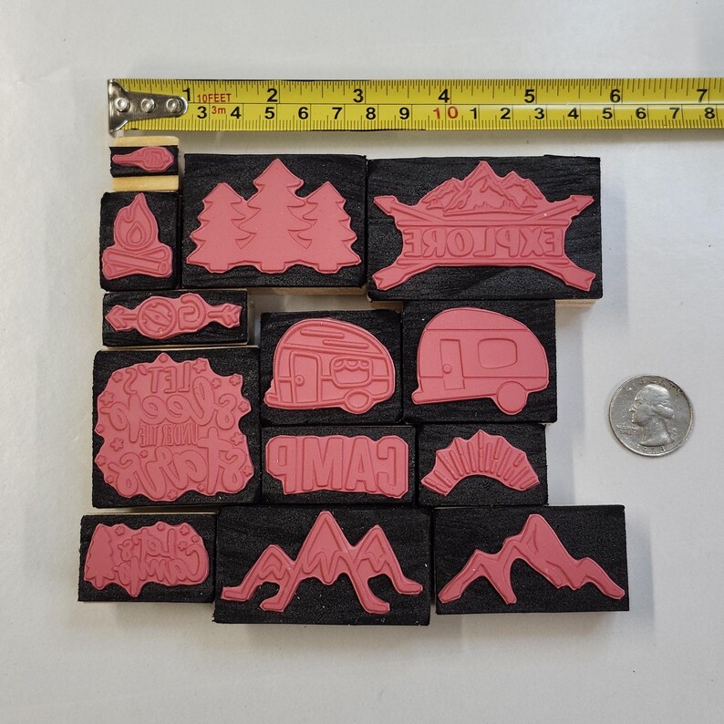 Camping Rubber Stamp Set - Etsy