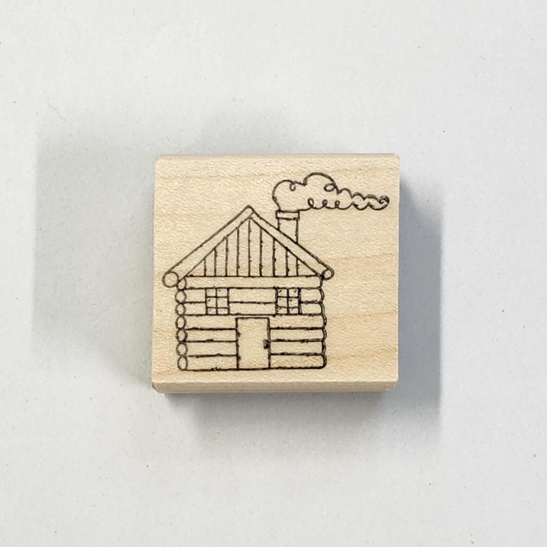 Log Cabin Rubber Stamp - Etsy