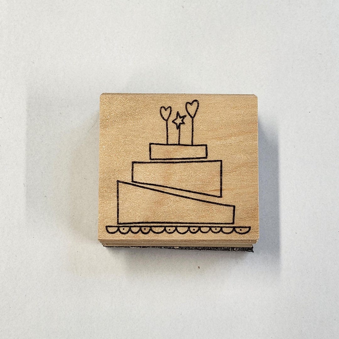 Birthday Cake Rubber Stamp - Etsy