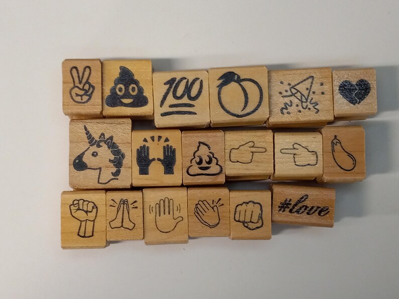Emoji Rubber Stamp Set 18 Pieces - Etsy