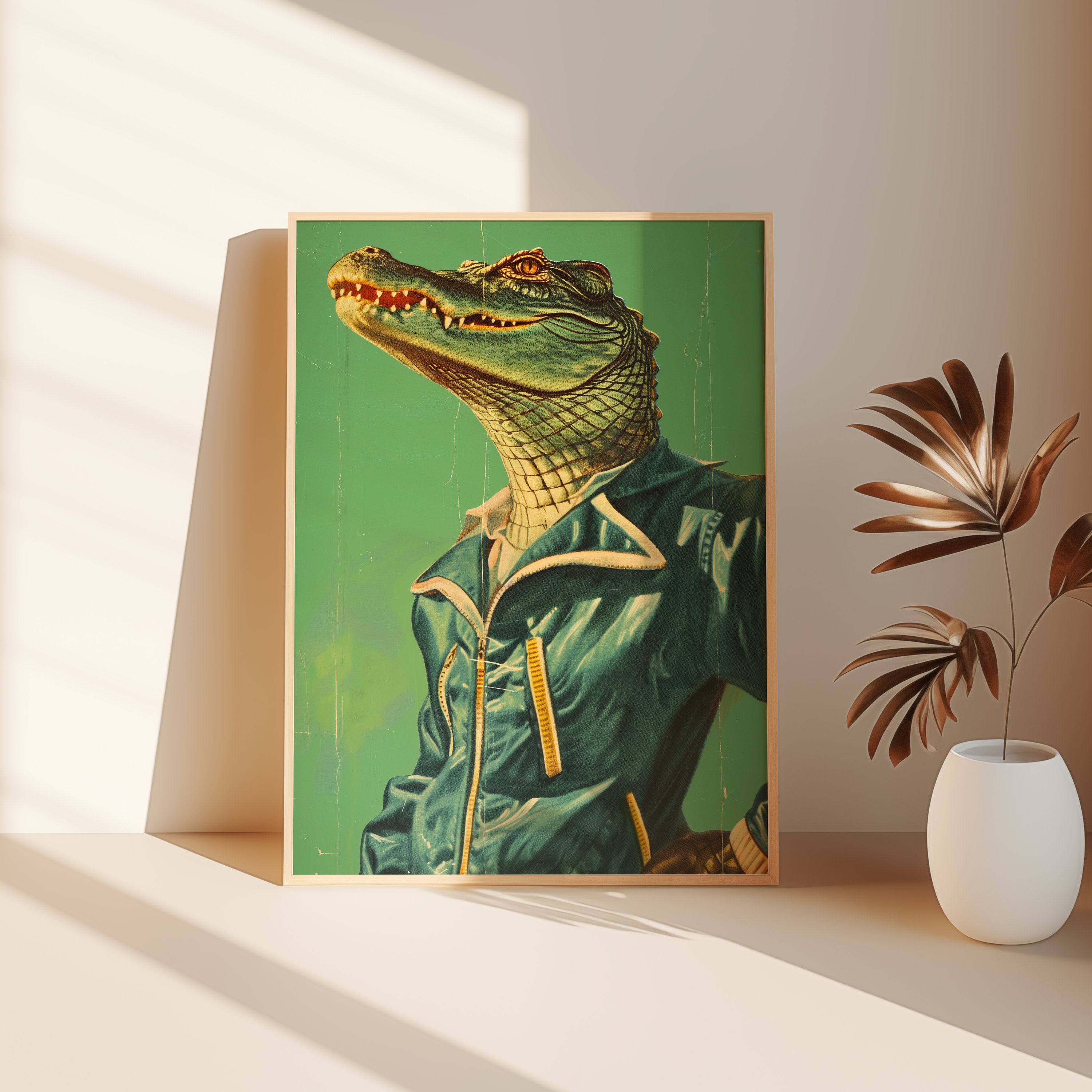 Mr. Crocodile Wearing a Tracksuit Poster, Funny Crocodile Wall Art ...