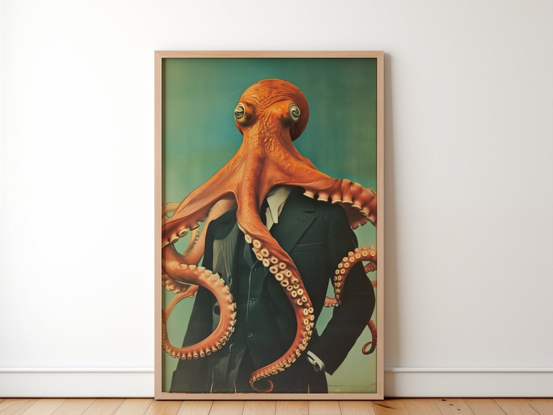 Super Octopus Wall Poster, Vintage Octopus Poster Wall Art, Funny ...