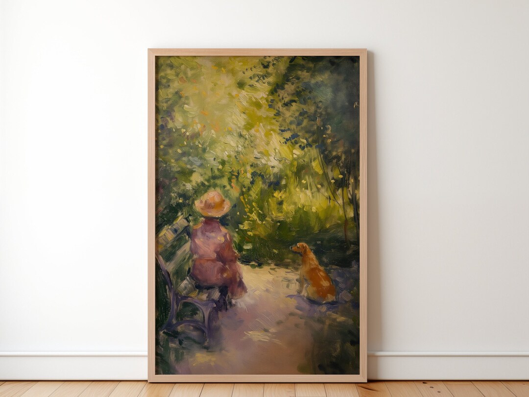 Monet Loyal Dog Admiring A Scenic View With Its Owner Painting ...