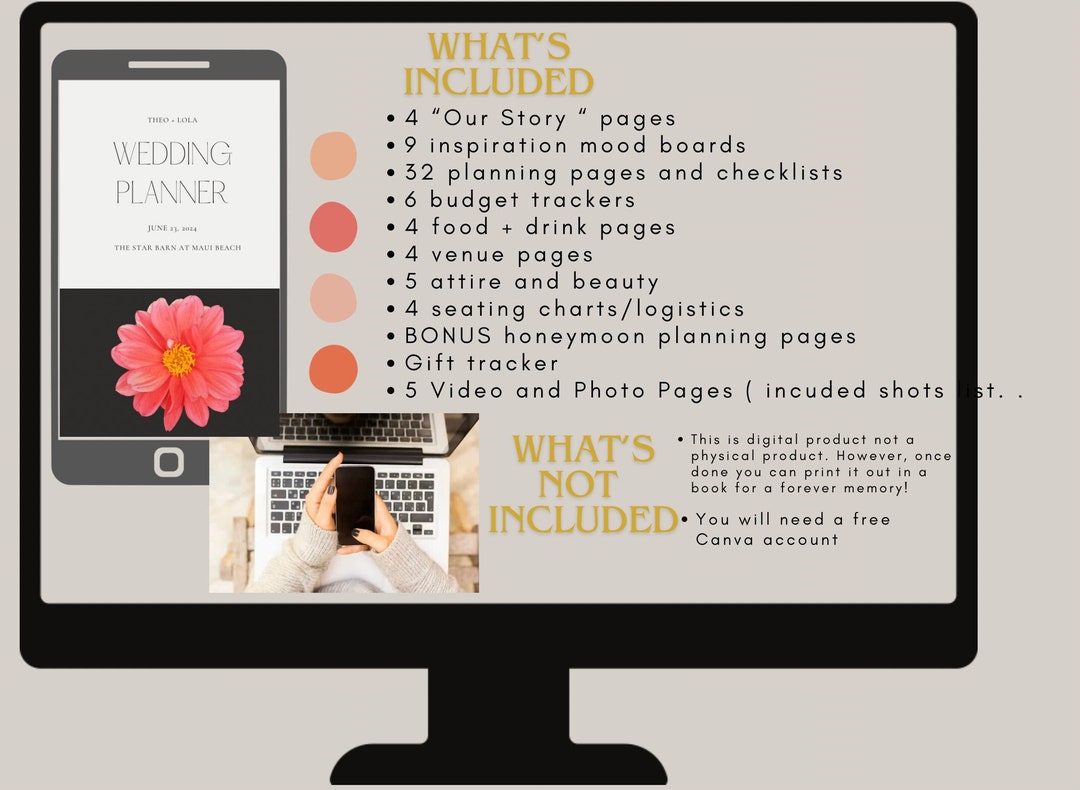 Customizable Digital Wedding Planner Template | Editable Canva Planner ...