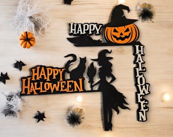 Halloween Door Corners Jack-o-lantern, Ghosts, and Witch Designs Happy ...