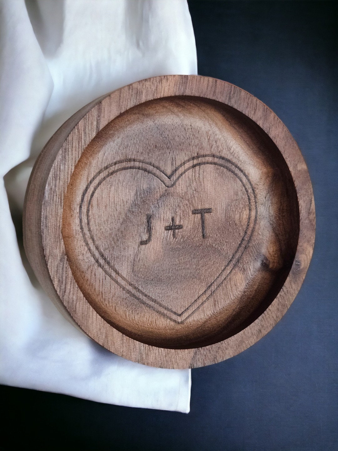 Engagement/wedding Ring Wood Dish Two Hearts as One-wedding Gift ...