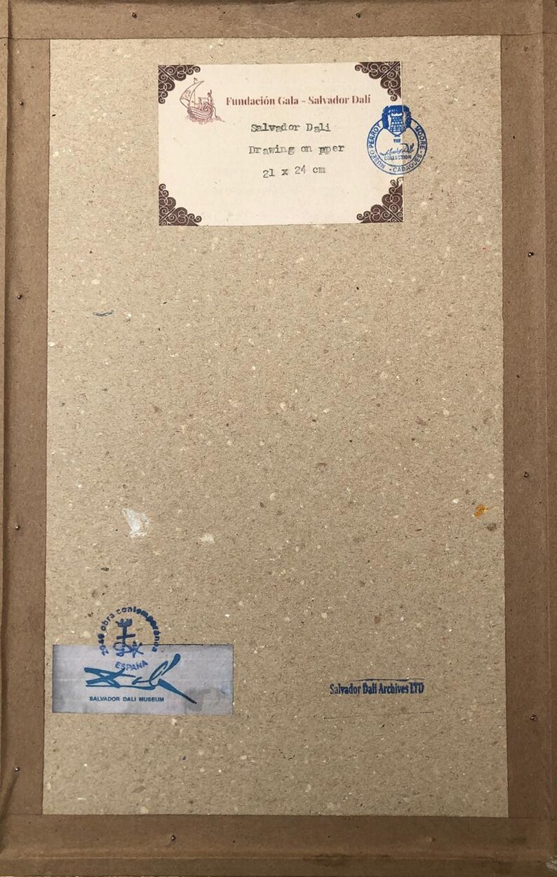 Salvador Dali Ink Drawing Hand Signed Framed Art Expressionist ...