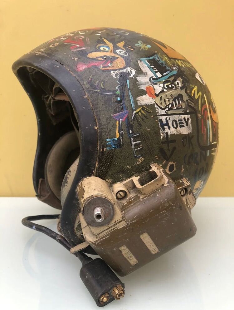 Jean-michel Basquiat Military Helmet Painted With Acrylic, Signed, Work ...