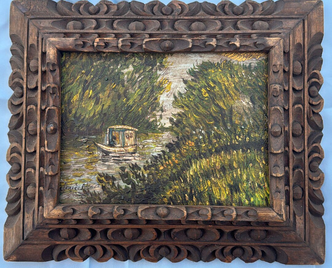 Claude Monet Vintage Oil on Canvas Painting Hand Signed & Framed - Etsy
