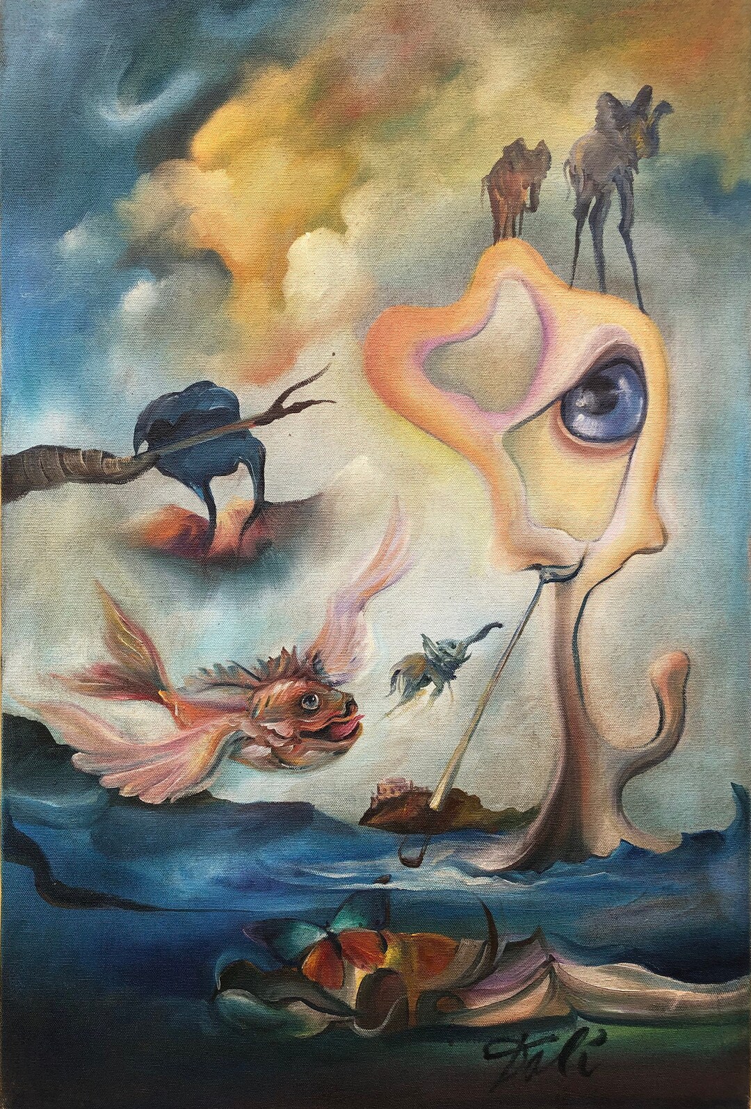 Salvador Dali Oil on Canvas, Signed, Artwork - Etsy