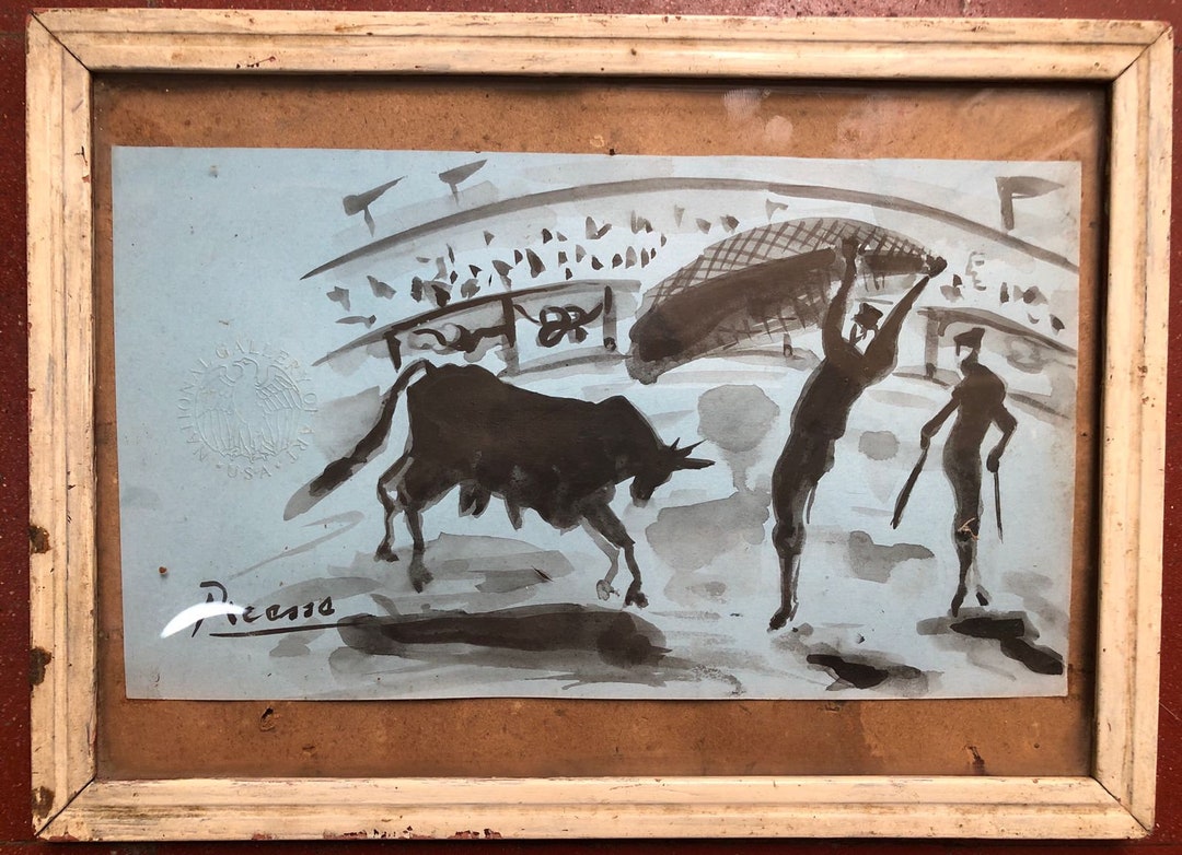 PABLO PICASSO Ink Drawing Hand Signed Framed Art Expressionist ...