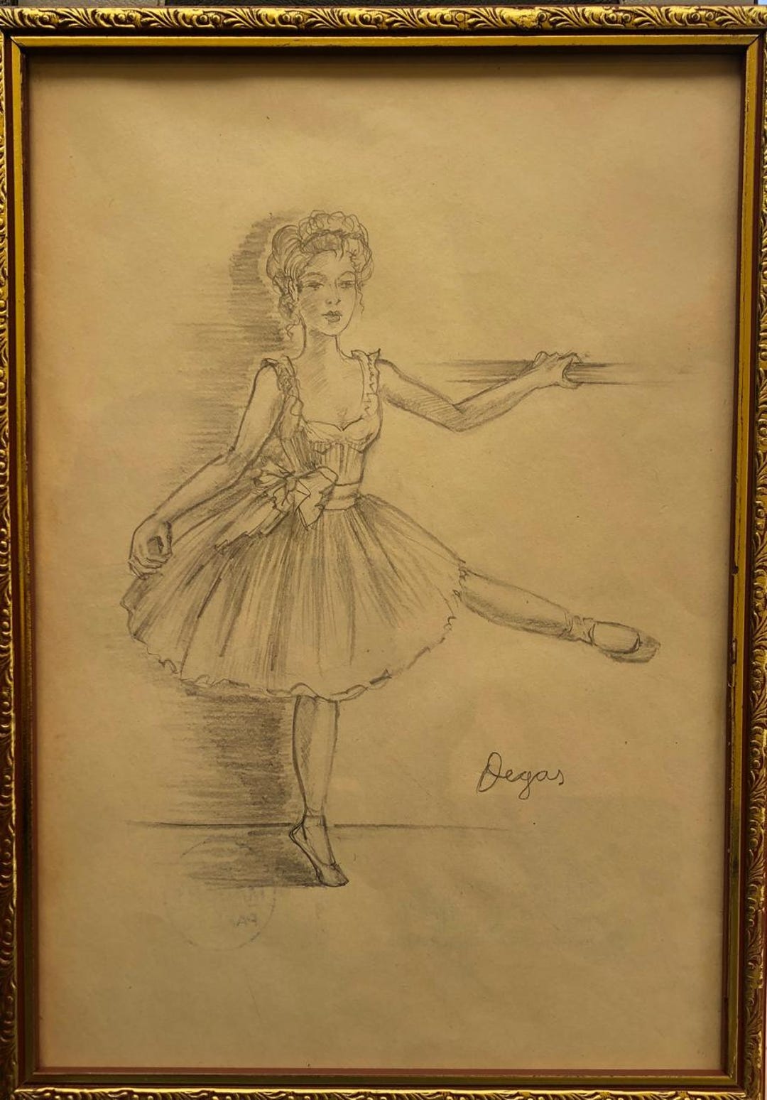Edgar Degas Drawing Hand Signed Framed Art - Etsy