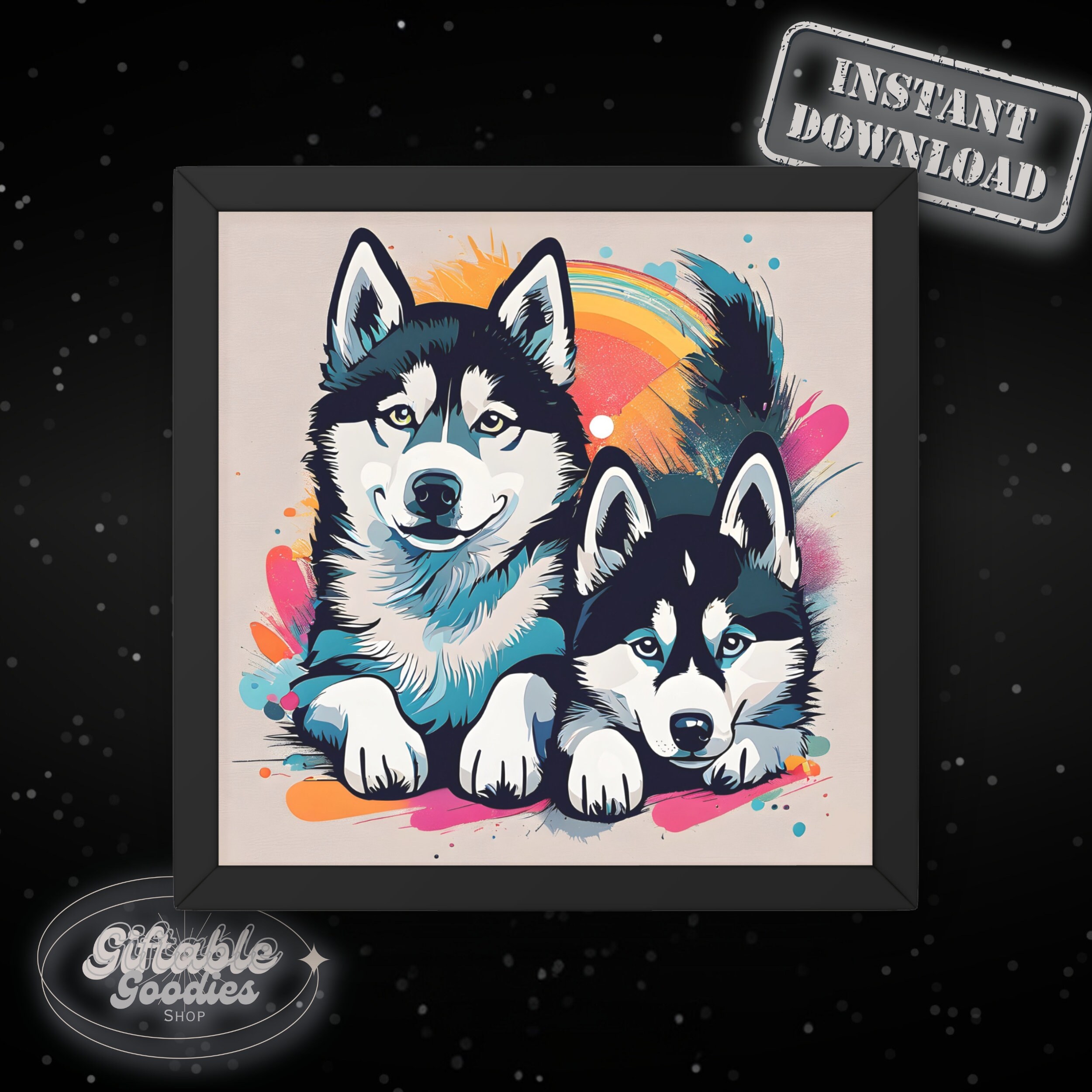 Husky PNG Dogs Clip Art Downloadable Set of 2, DIY Project Transparent ...
