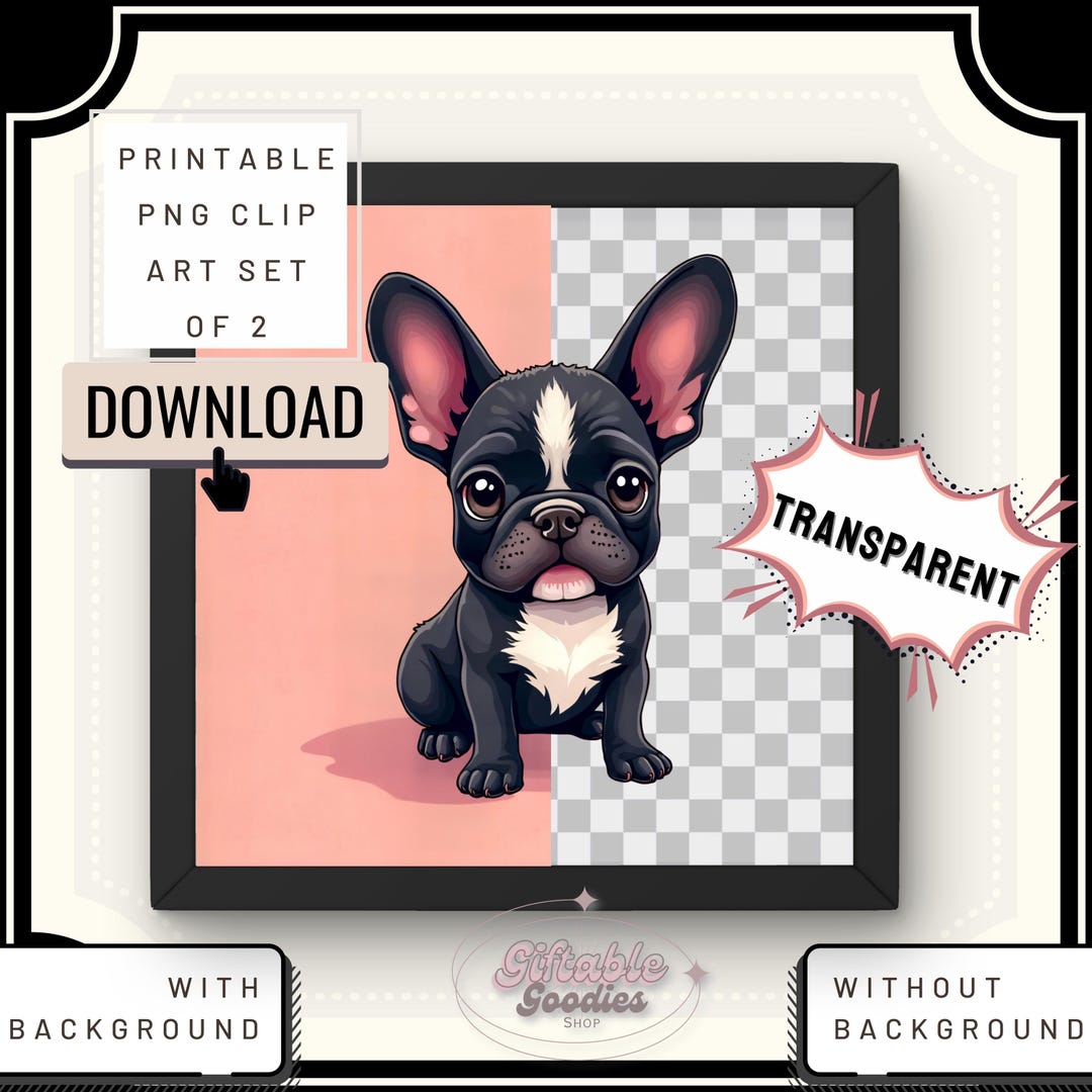 Cute Frenchie Clipart Set Instant Digital Download — French Bulldog PNG ...