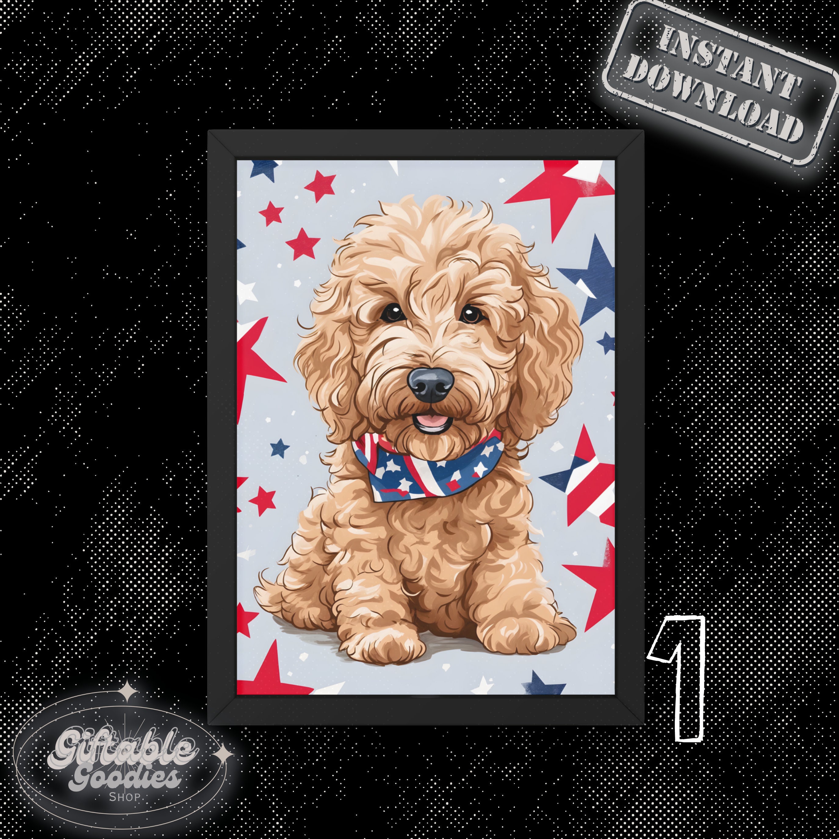Goldendoodle Dog USA PNG Clip Art Bundle, America Dog Printable, Cute ...