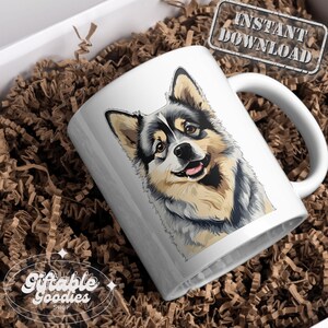 Pomsky PNG Dogs Clip Art Downloadable Set of 2, DIY Project Transparent ...