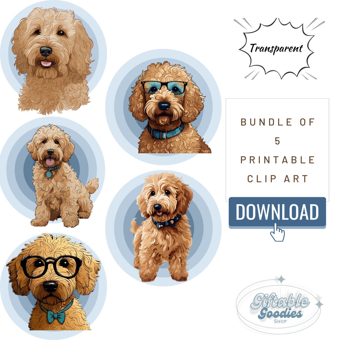 Goldendoodle Downloadable Transparent Print Set, Goldendoodle PNG ...