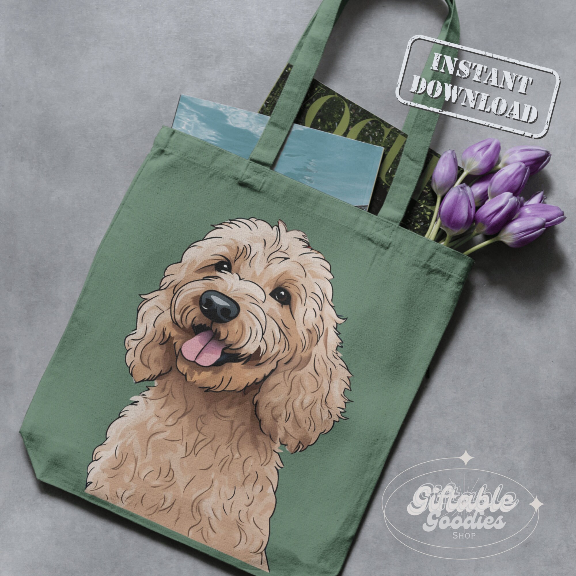 Goldendoodle Dog USA PNG Clip Art Bundle, Funny Dog Printable, Cute ...