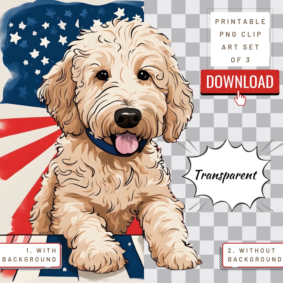 Golden Doodle Dog PNG Clip Art Bundle of 3 - Funny Printable, Cute ...