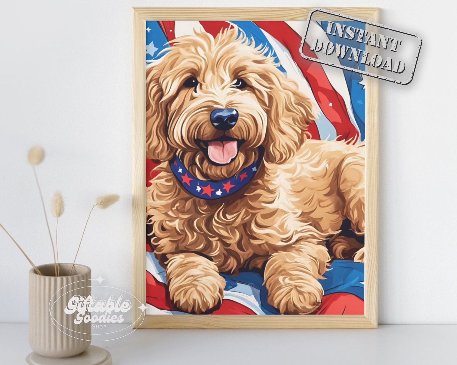 Goldendoodle Dog USA PNG Clip Art Bundle, Funny Dog Printable, Cute ...