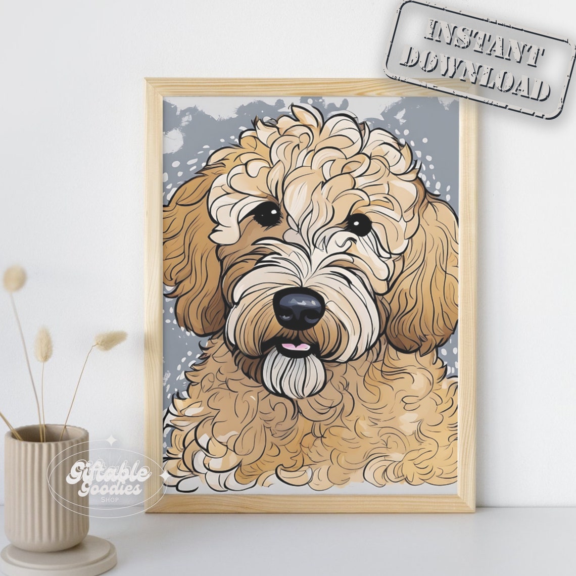 Goldendoodle Dog PNG Clip Art Bundle, Funny Dog Printable, Cute Golden ...