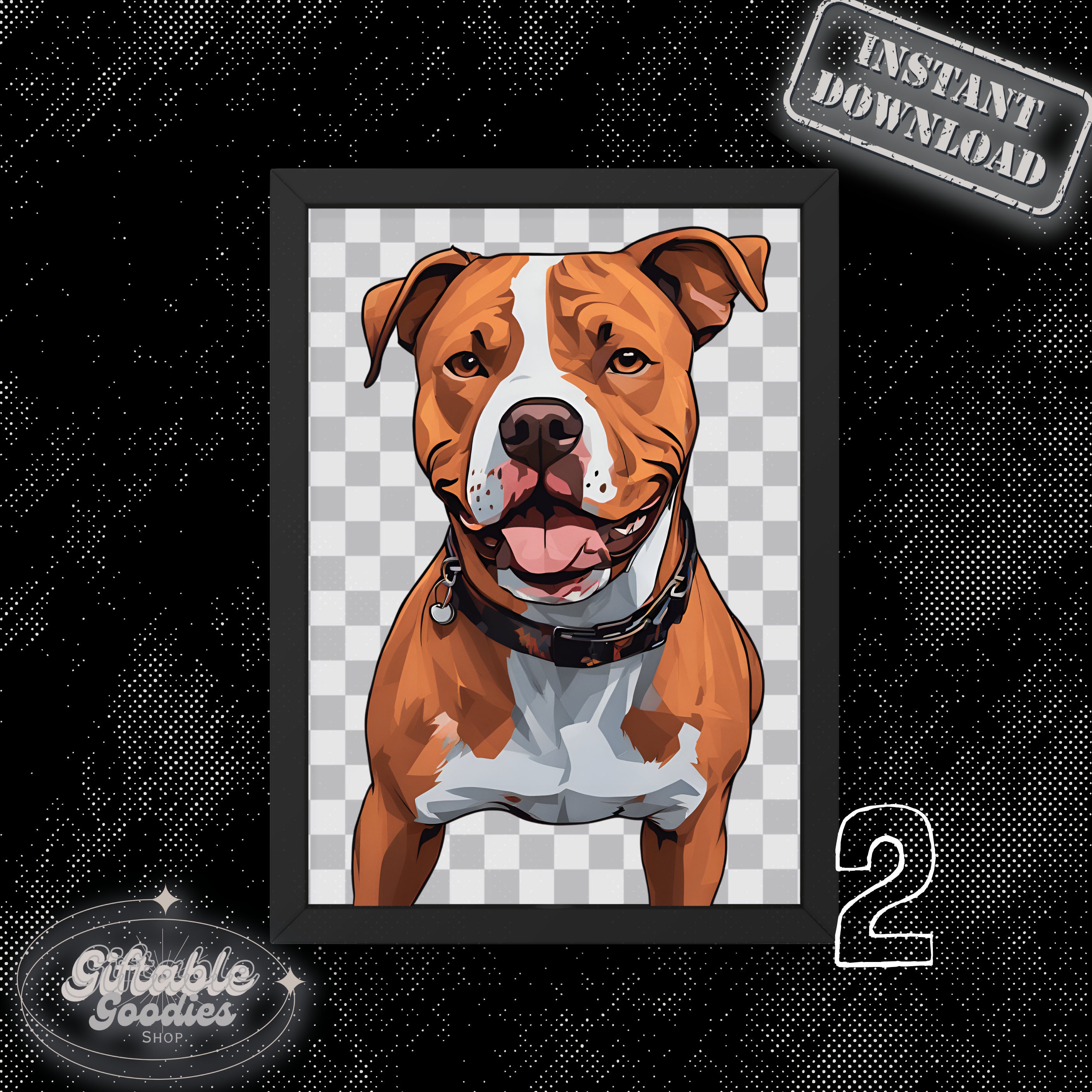 Pitbull PNG Dog Clipart Downloadable Set of 2, Transparent PNG Graphic ...