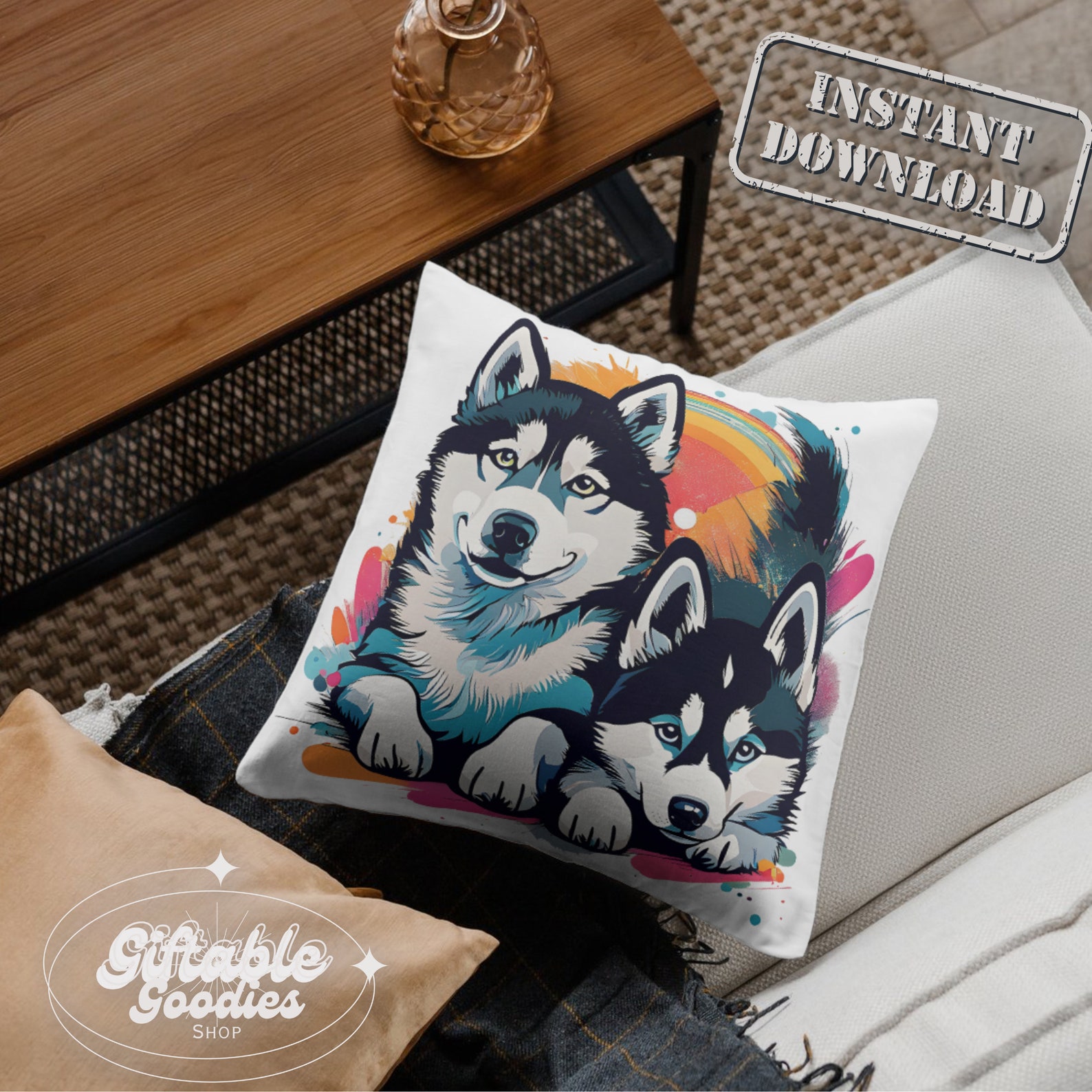 Husky PNG Dogs Clip Art Downloadable Set of 2, DIY Project Transparent ...