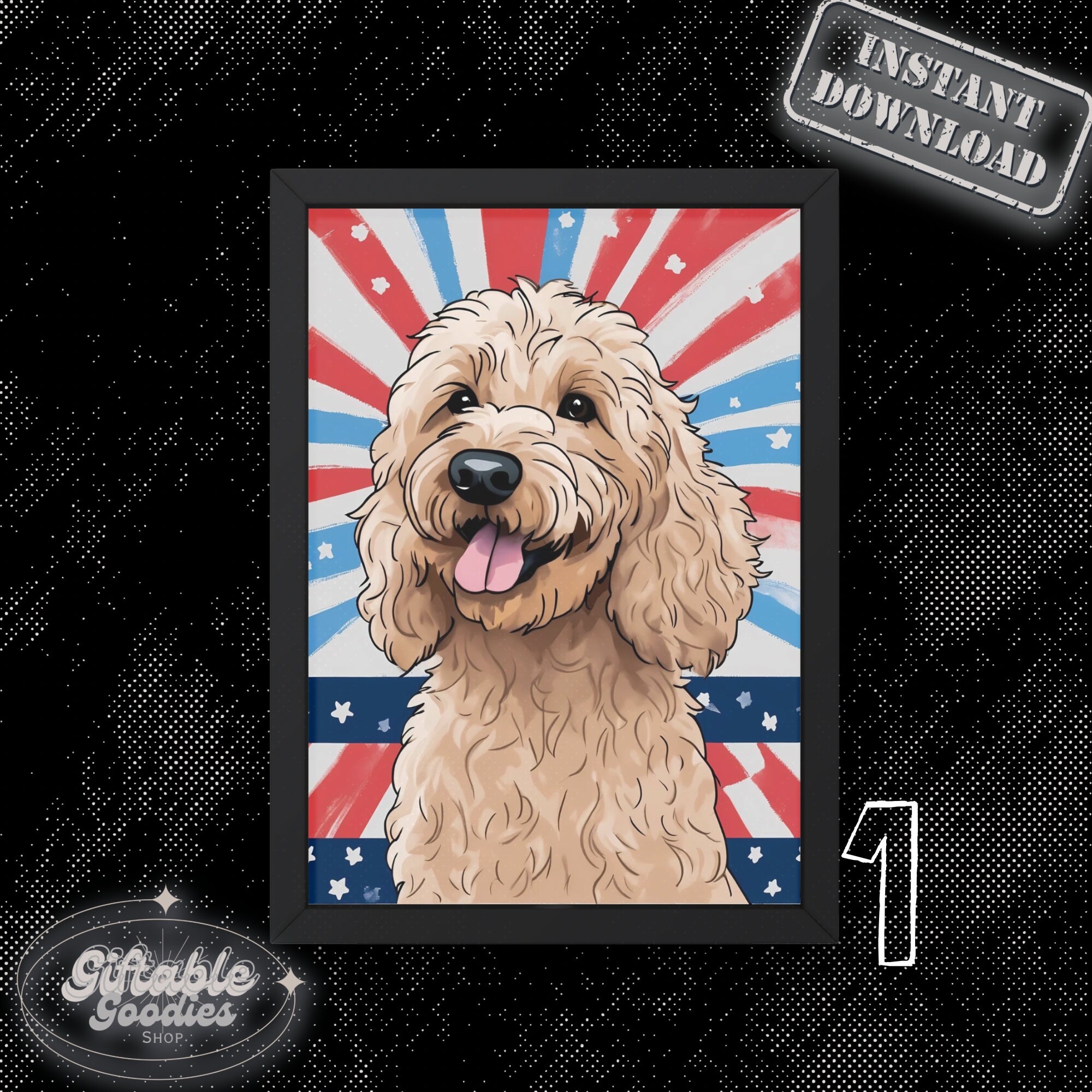 Goldendoodle Dog USA PNG Clip Art Bundle, Funny Dog Printable, Cute ...