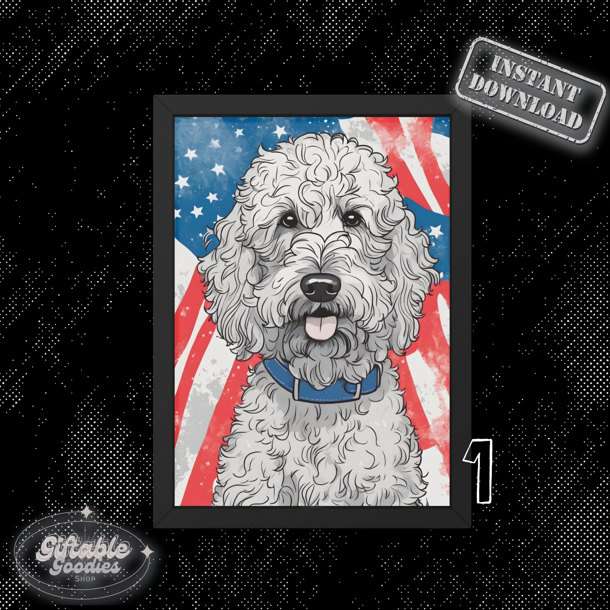 Goldendoodle Dog USA PNG Clip Art Bundle, Funny Dog Printable, Cute ...