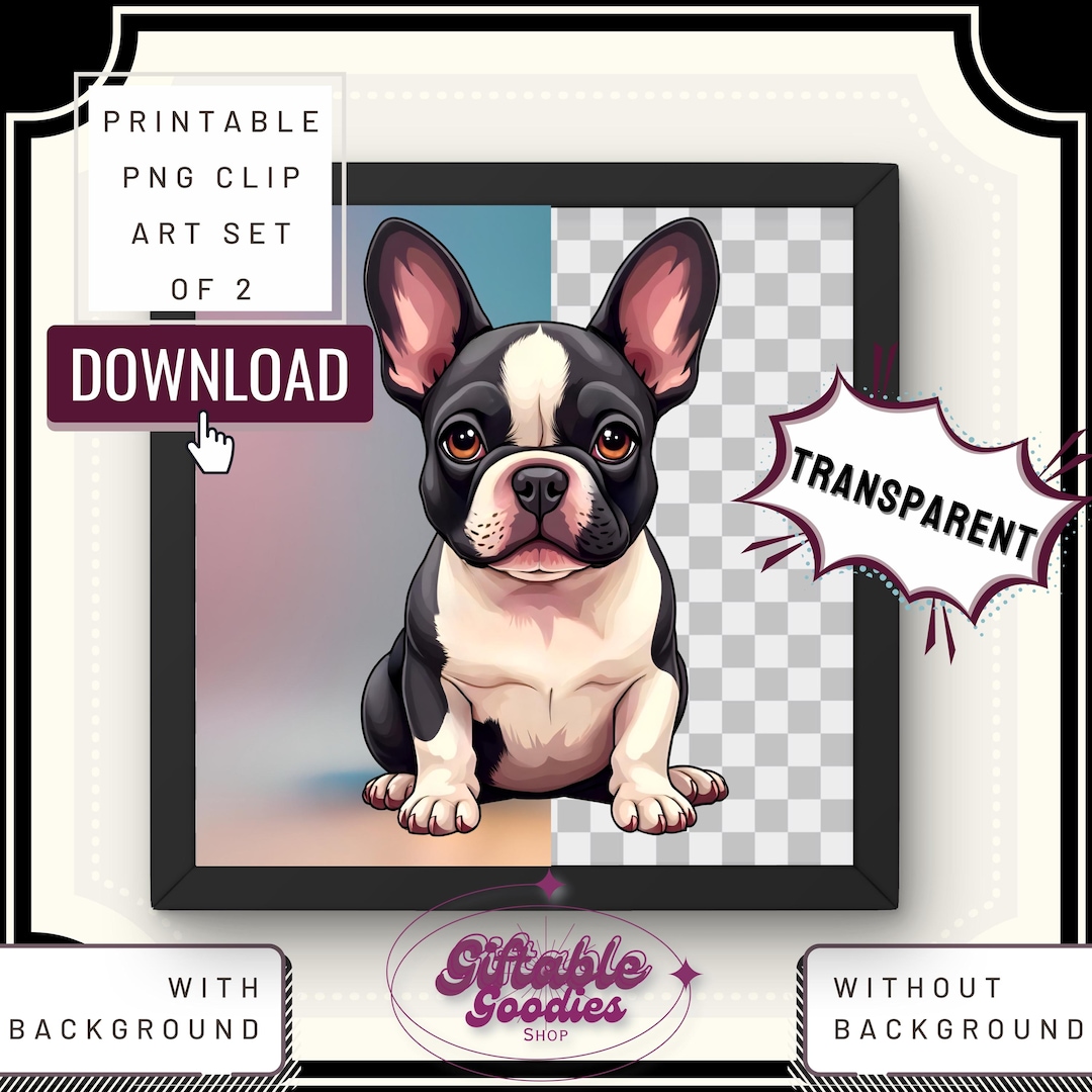 Cute Frenchie Clipart Set Instant Digital Download — French Bulldog PNG ...
