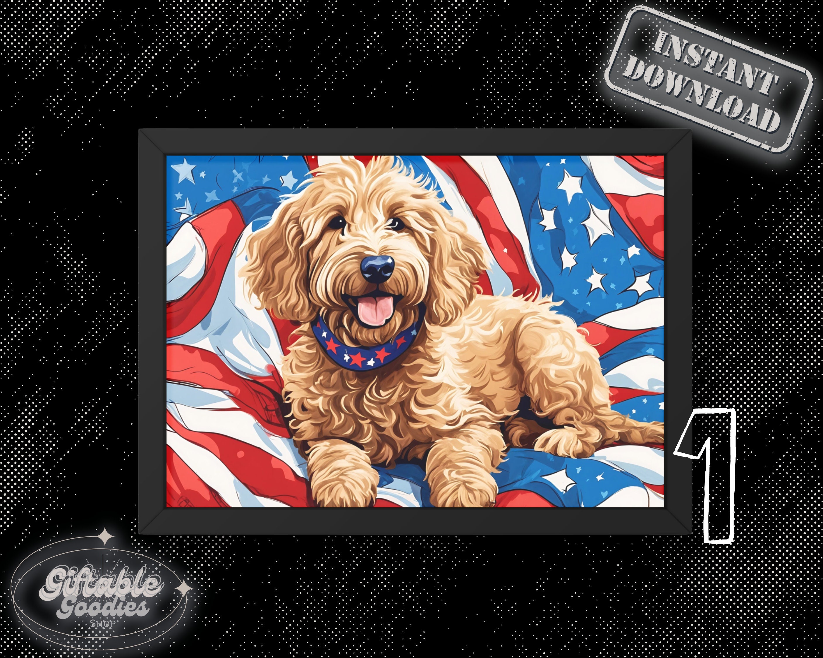 Goldendoodle Dog USA PNG Clip Art Bundle, Funny Dog Printable, Cute ...