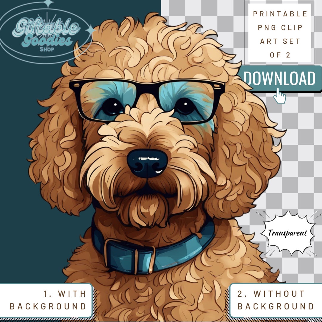 Goldendoodle PNG Dog Clip Art Downloadable Set of 2, Transparent PNG ...