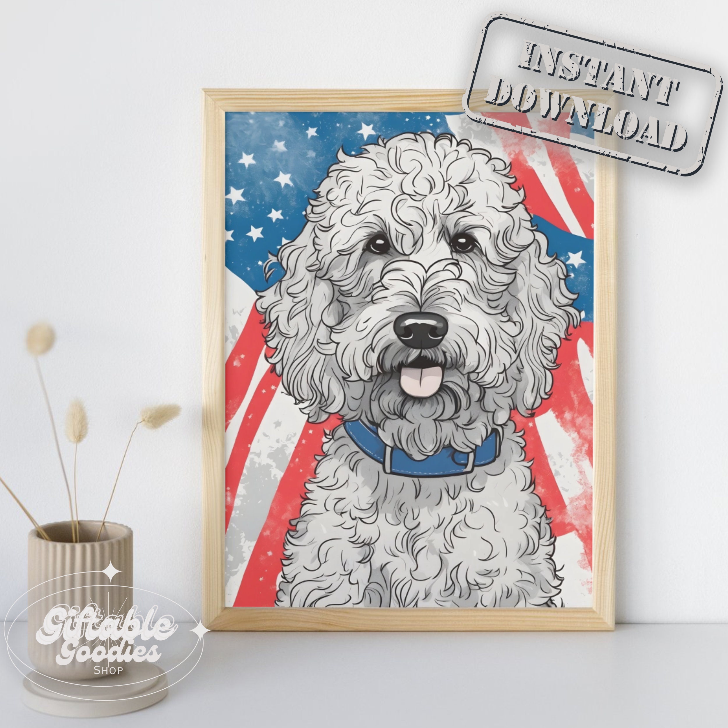 Goldendoodle Dog USA PNG Clip Art Bundle, Funny Dog Printable, Cute ...