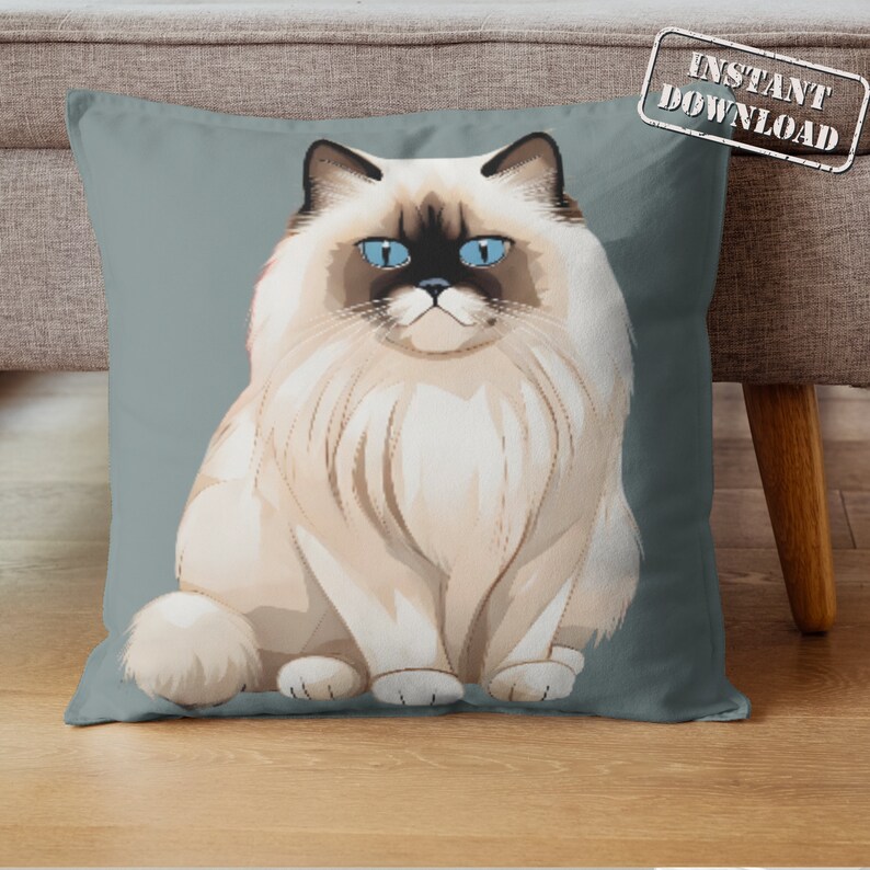 Ragdoll Cat Art Print Instant Download, Floral Japanese Art Himalayan ...